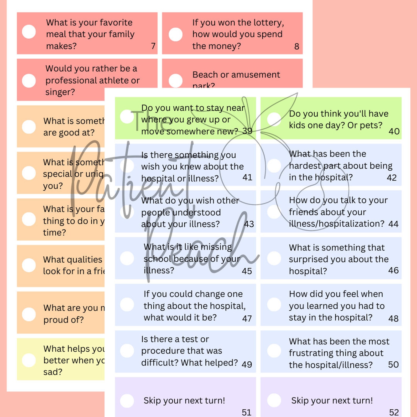 Therapeutic Jenga Game Questions for Teens | Illness/hospital Coping ...