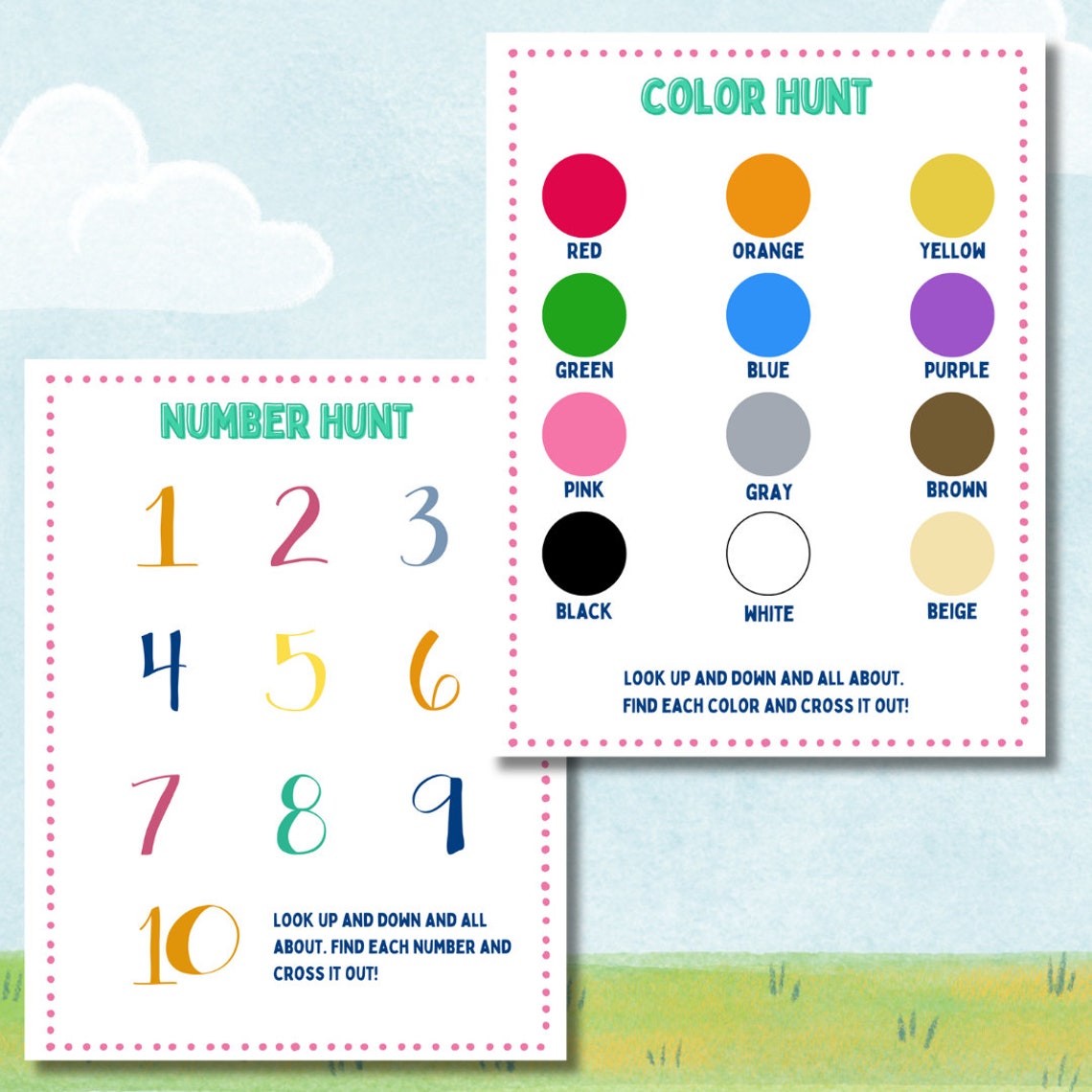 Kids Scavenger Hunt Bundle | Color, Shape, Alphabet, and Numbers ...