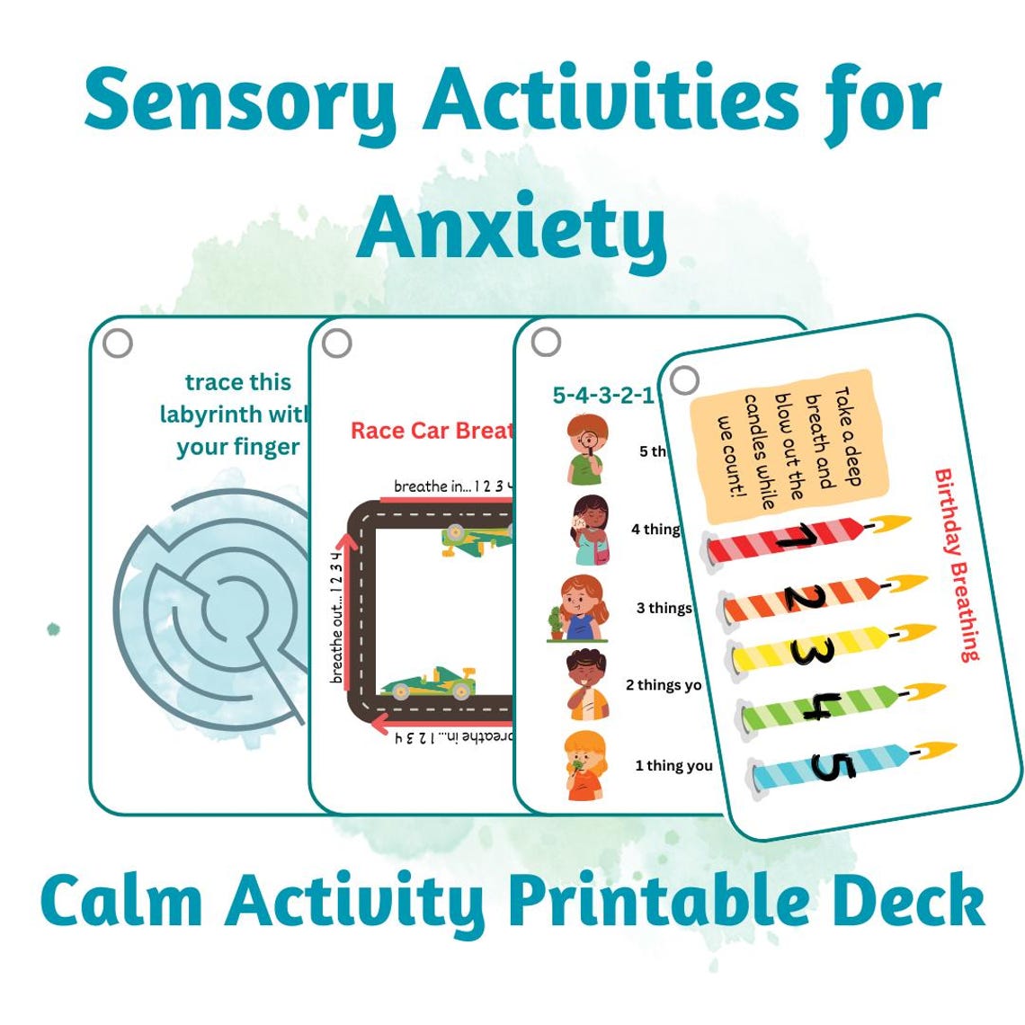 Printable Sensory Activities for Anxiety Coping; Breathing and Calming ...