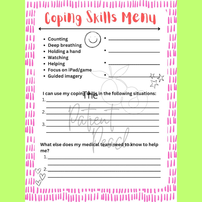Kids Coping Skills Menu / Healthcare Coping Skills Tool / Child Life ...