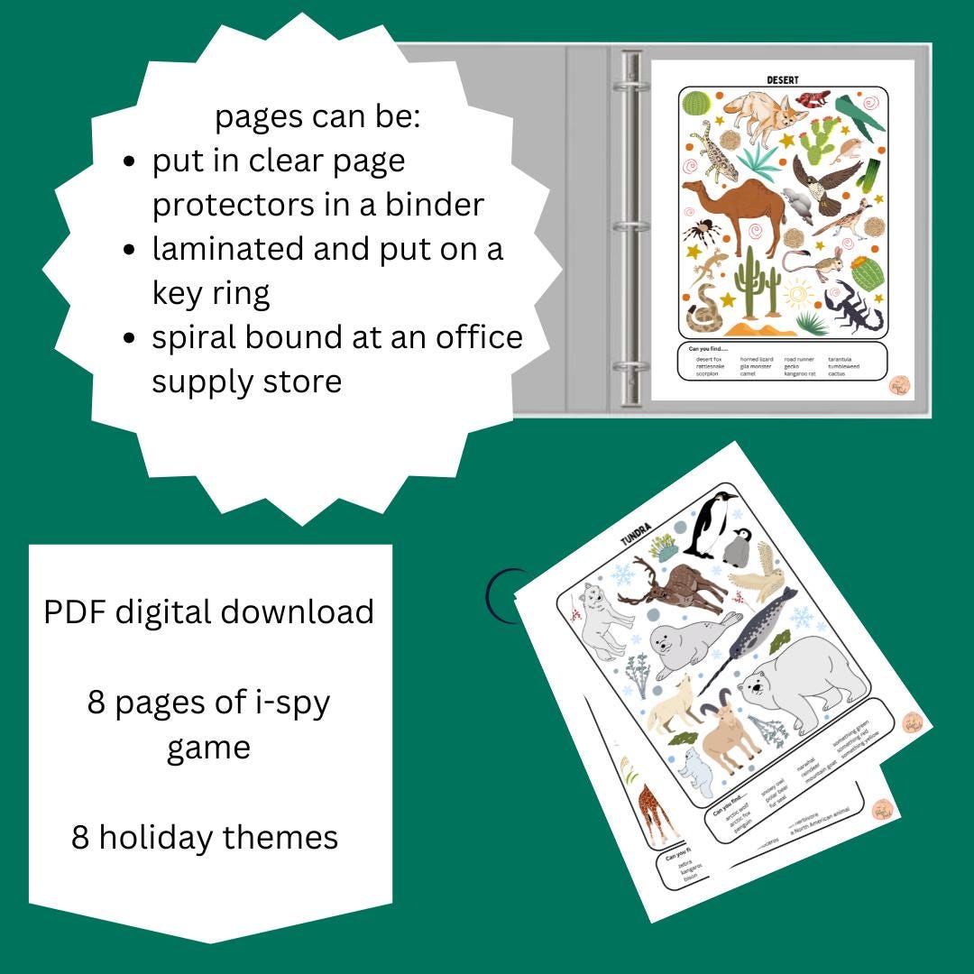 Printable Look-and-find Ispy Game for Kids, Biology, Ecology, Biome ...