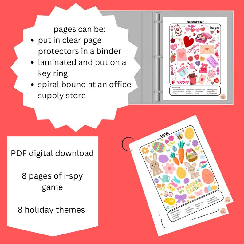 Printable Holiday Look-and-find Ispy Games for Kids, Valentine's Day ...
