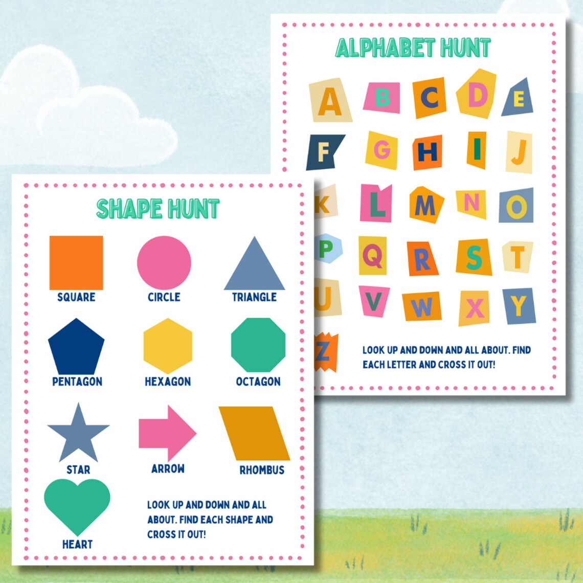 Kids Scavenger Hunt Bundle | Color, Shape, Alphabet, and Numbers ...