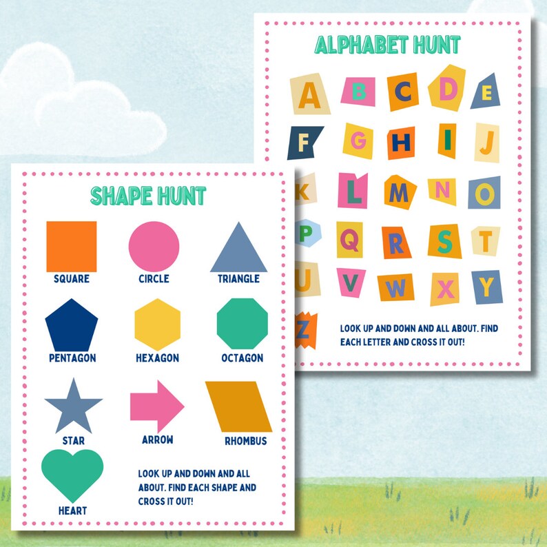 Kids Scavenger Hunt Bundle | Color, Shape, Alphabet, and Numbers ...