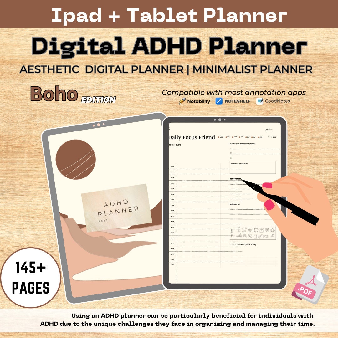ADHD Planner, Digital Minimalist Planner, ADHD Organizer, ADHD Habit ...