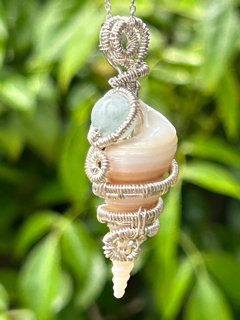 Seashell Necklace Wire Wrapped Pendant Beach Wedding Jewelry Sterling ...