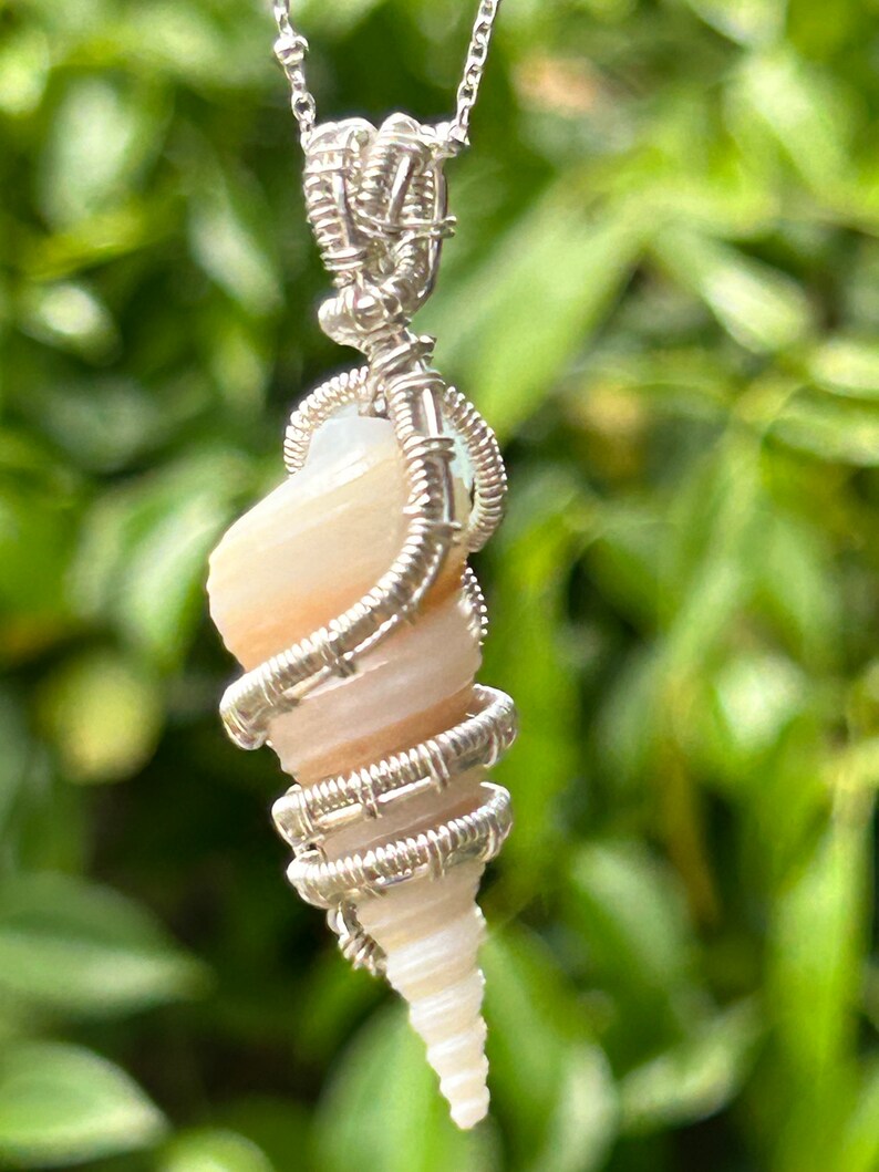 Seashell Necklace Wire Wrapped Pendant Beach Wedding Jewelry Sterling ...