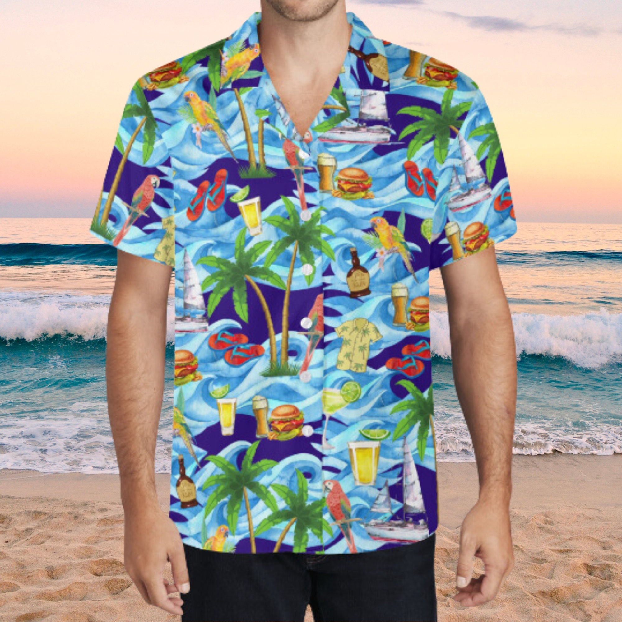 Jimmy Buffett Hawaiian Shirt Parrothead Beach Party Tropical Vacation ...