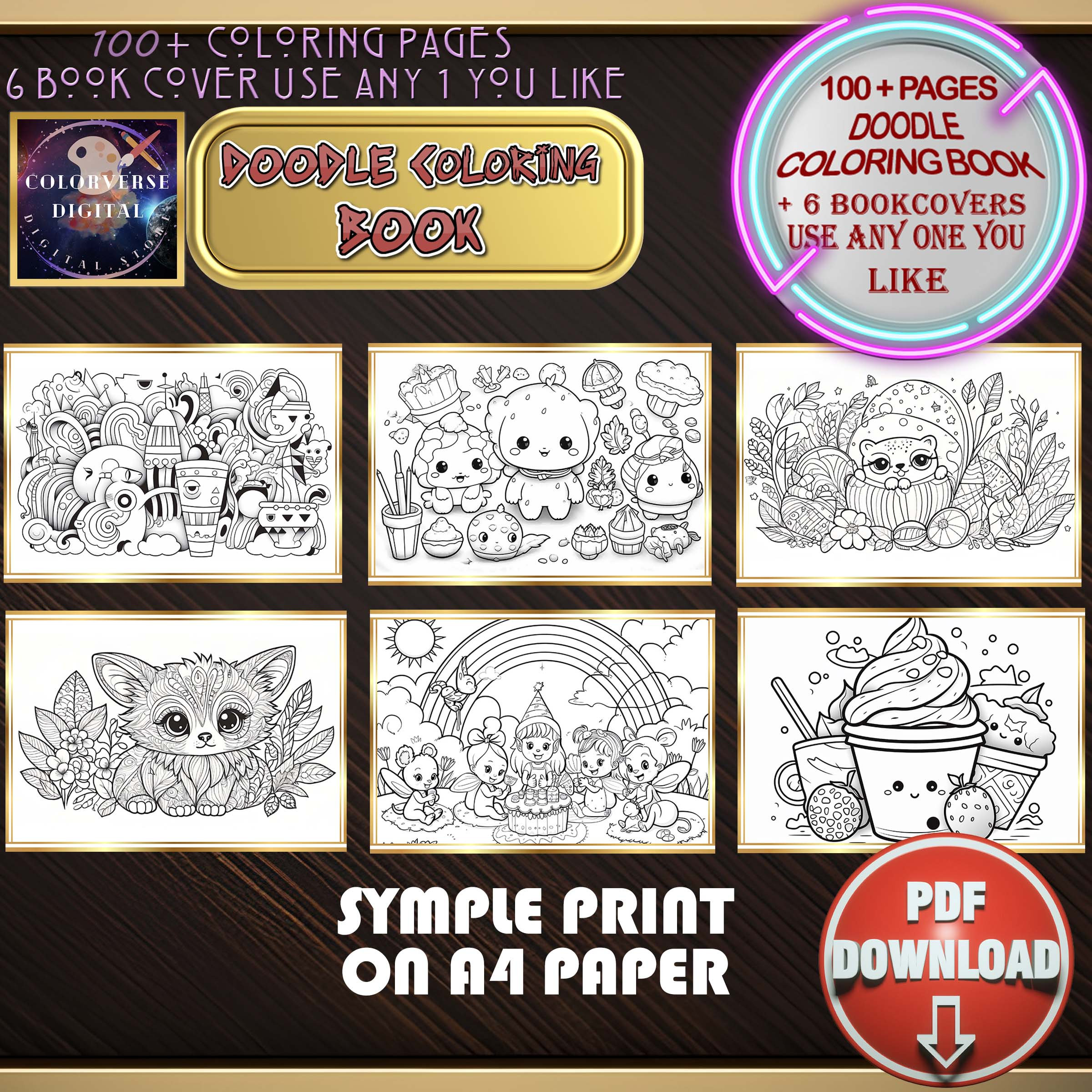 Coloring Book Printable Doodles Coloring Book: 100 Cute Pages, Fun for ...