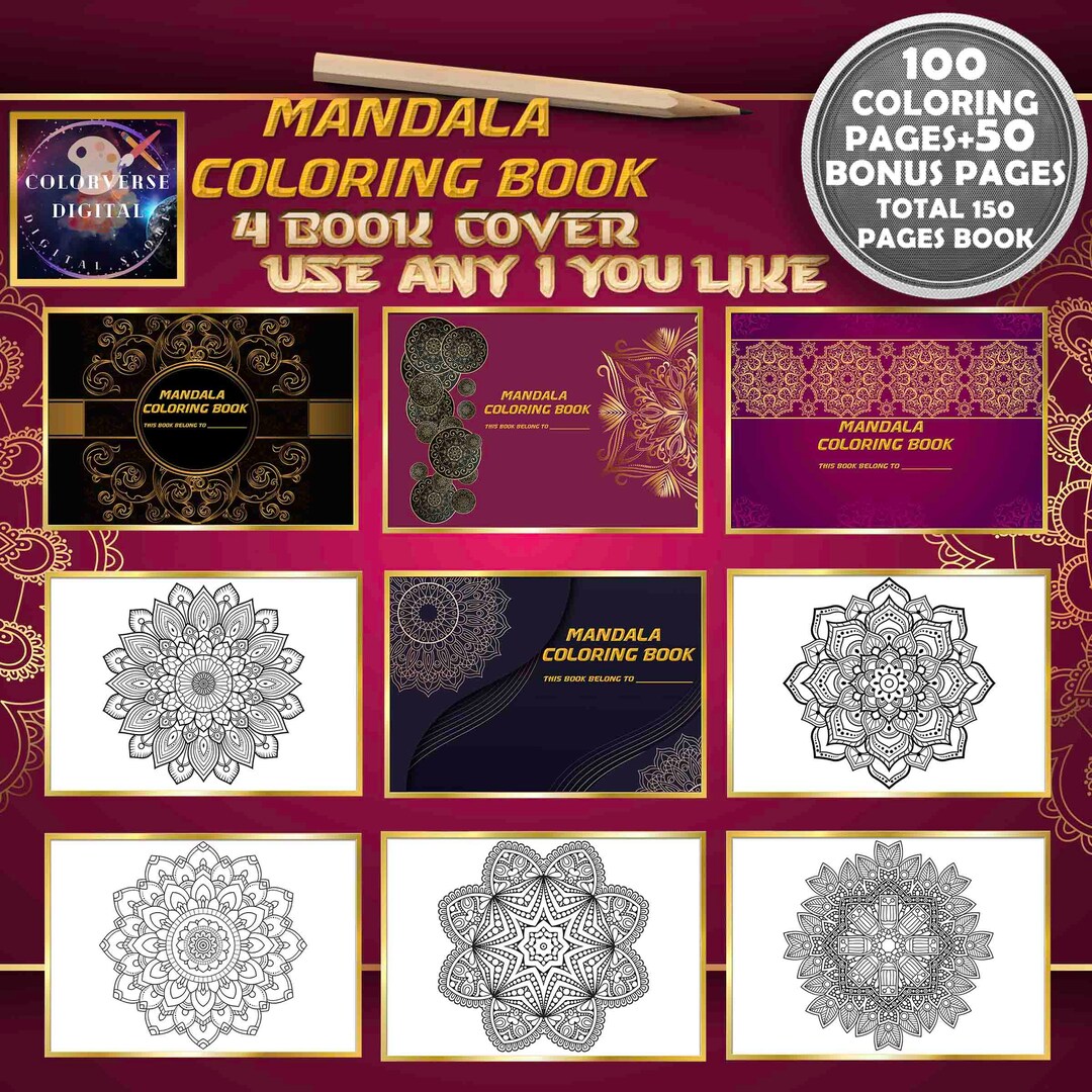 100 MANDALA Shape Pattern Coloring Book 50 Flower Mandala Coloring PDF ...