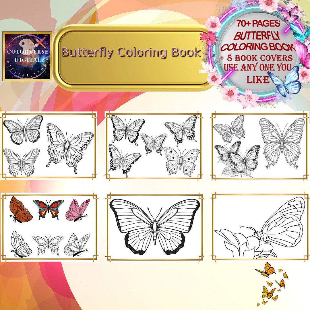 Floral Butterfly Coloring Book, Printable Flower Butterflies Coloring ...