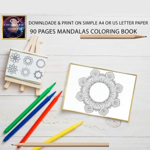 90 Mandala Coloring Pages | Simple A4 Patterns (PDF Download) - Etsy