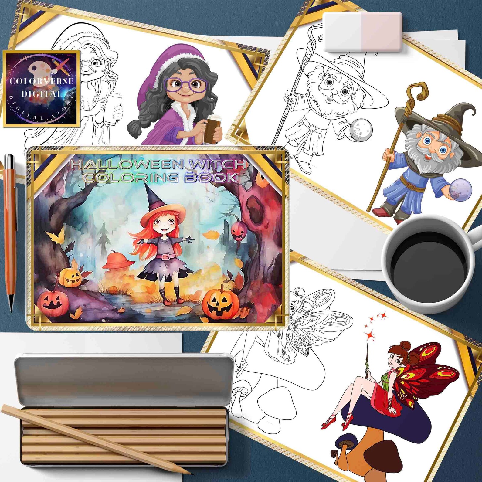 Halloween Witch ANGEL Wizard Coloring Book Printable PDF - Etsy