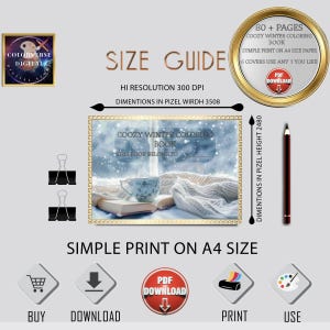 Aesthetic Coloring Book, Cozy Cold Winter Snowy Scenes Coloring Pages ...