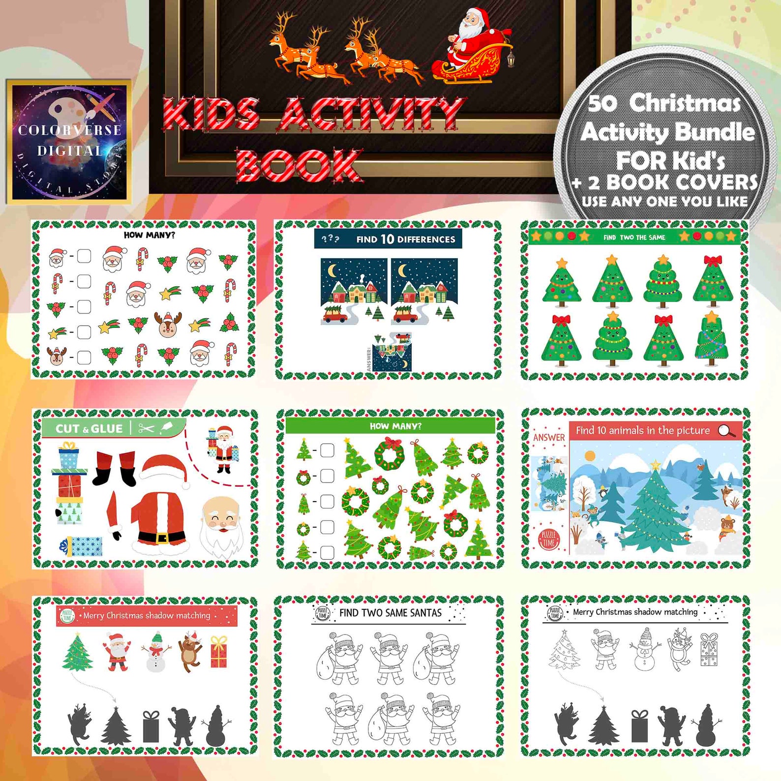 Kids Christmas Activity Book, Coloring Pages, Games (digital PDF) - Etsy