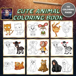 110 Kawaii Baby Animals Coloring Pages, Kids Activity (PDF) - Etsy