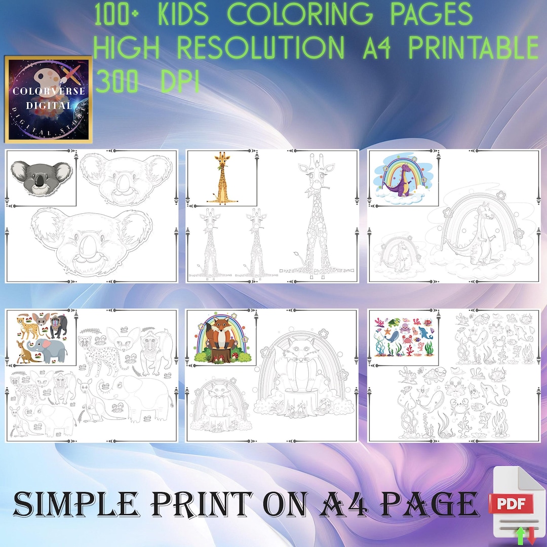 Jungle Animal Coloring Book for Kids | 100+ Safari Pages | Fun ...