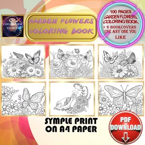 Gorgeous 100 Garden Flowers Coloring & Botanicals Coloring Book ...
