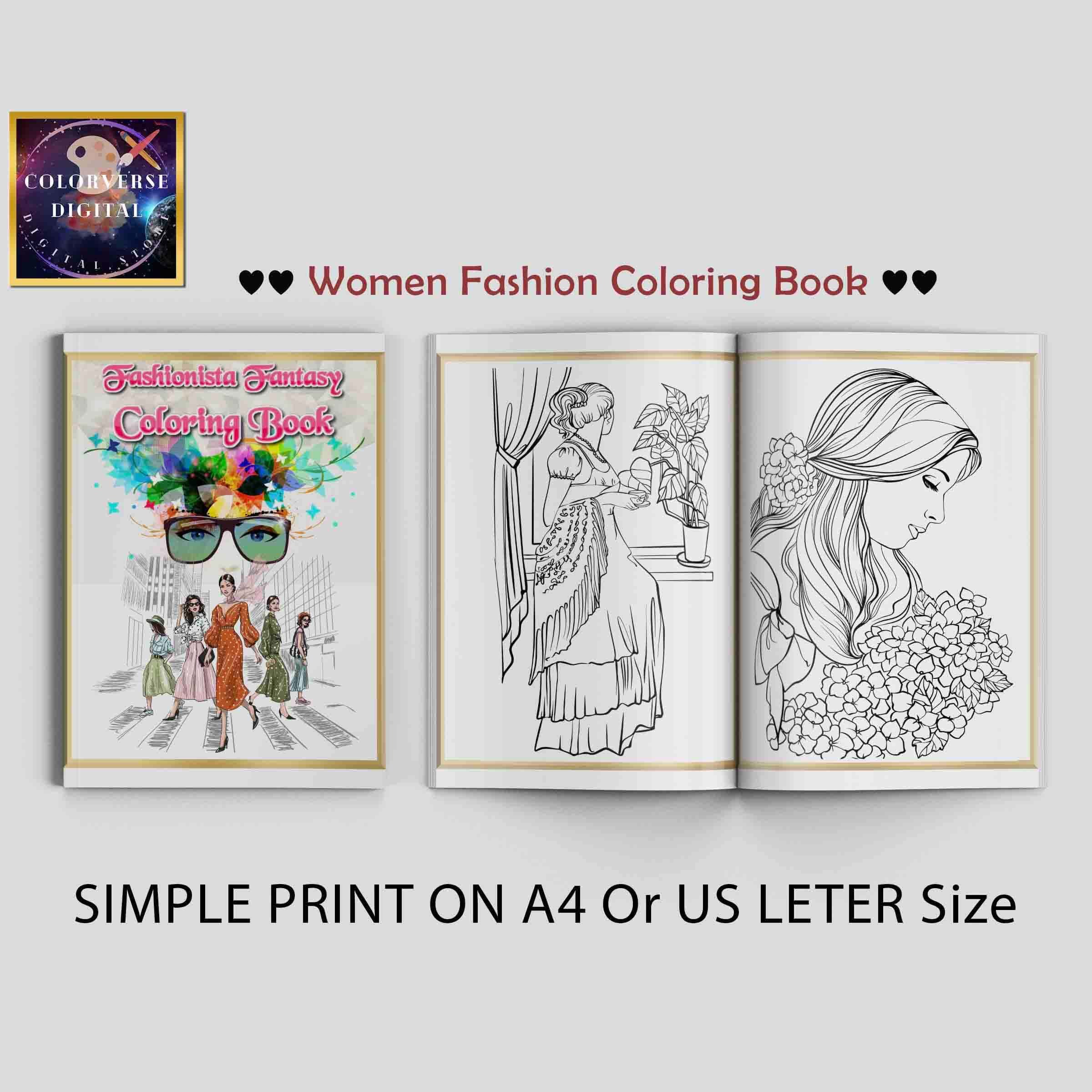 Fashion Coloring Book | Stylish Outfits & Models (PDF) - Etsy