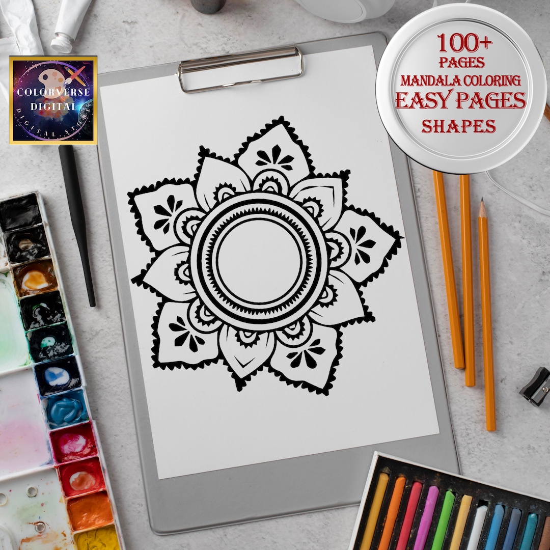 Easy Mandala Book Coloring Kids Toddlers Preschoolers Coloring Book ...