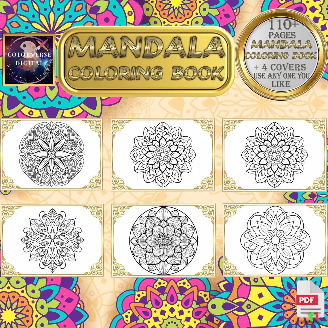 Floral Mandala Coloring Book | 110+ Printable Stress Relief Pages ...