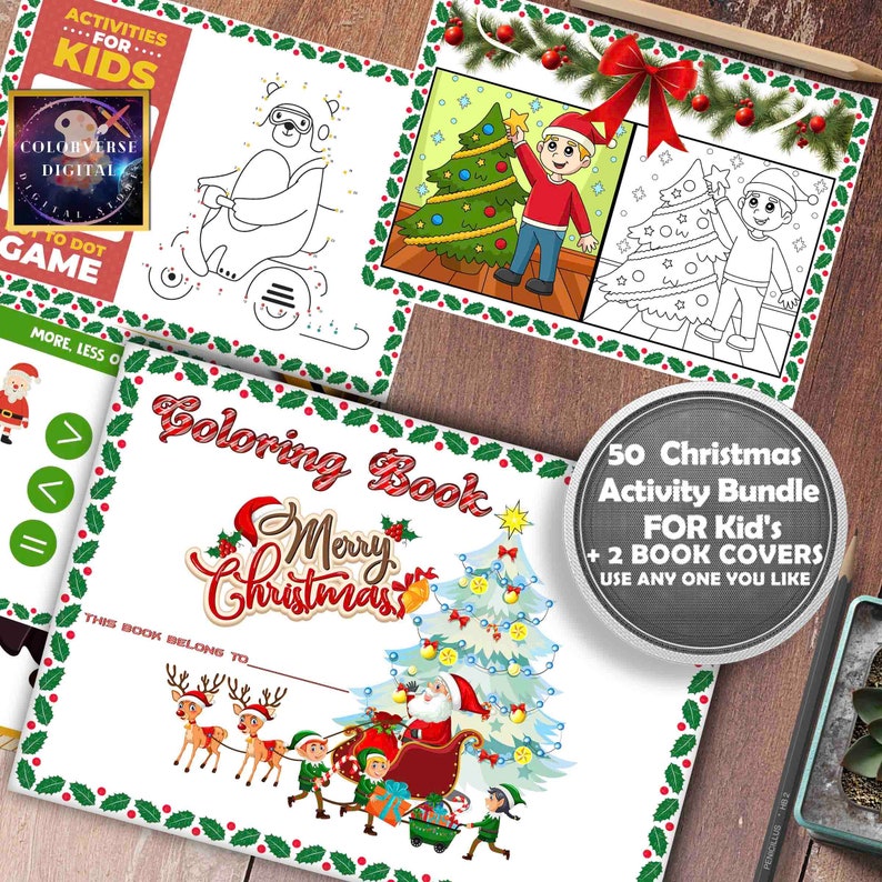Kids Christmas Activity Book, Coloring Pages, Games (digital PDF) - Etsy