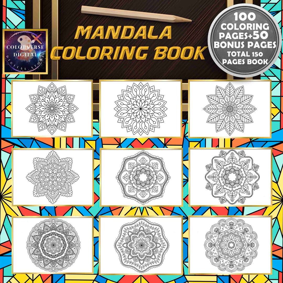 100 MANDALA Shape Pattern Coloring Book 50 Flower Mandala Coloring PDF ...