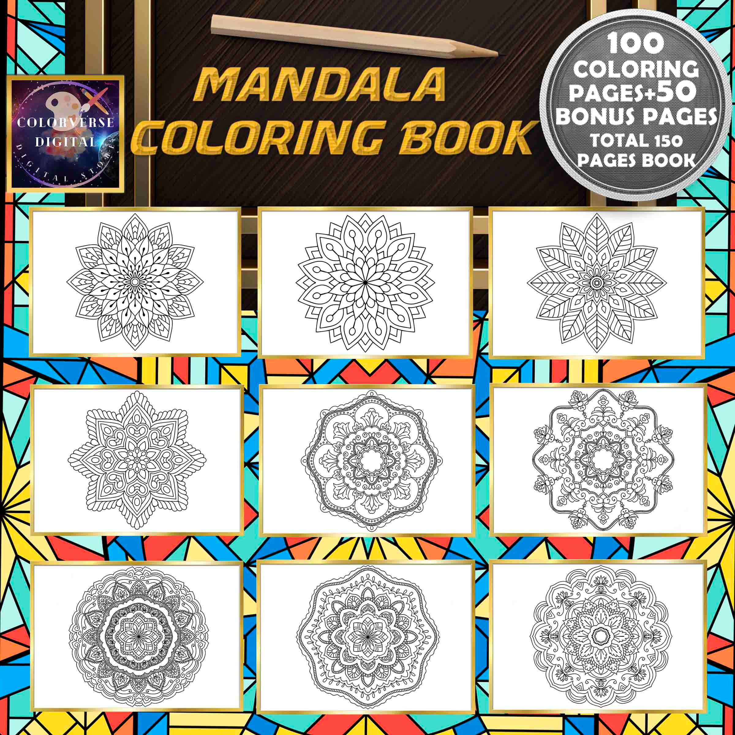 100 MANDALA Shape Pattern Coloring Book 50 Flower Mandala Coloring PDF ...