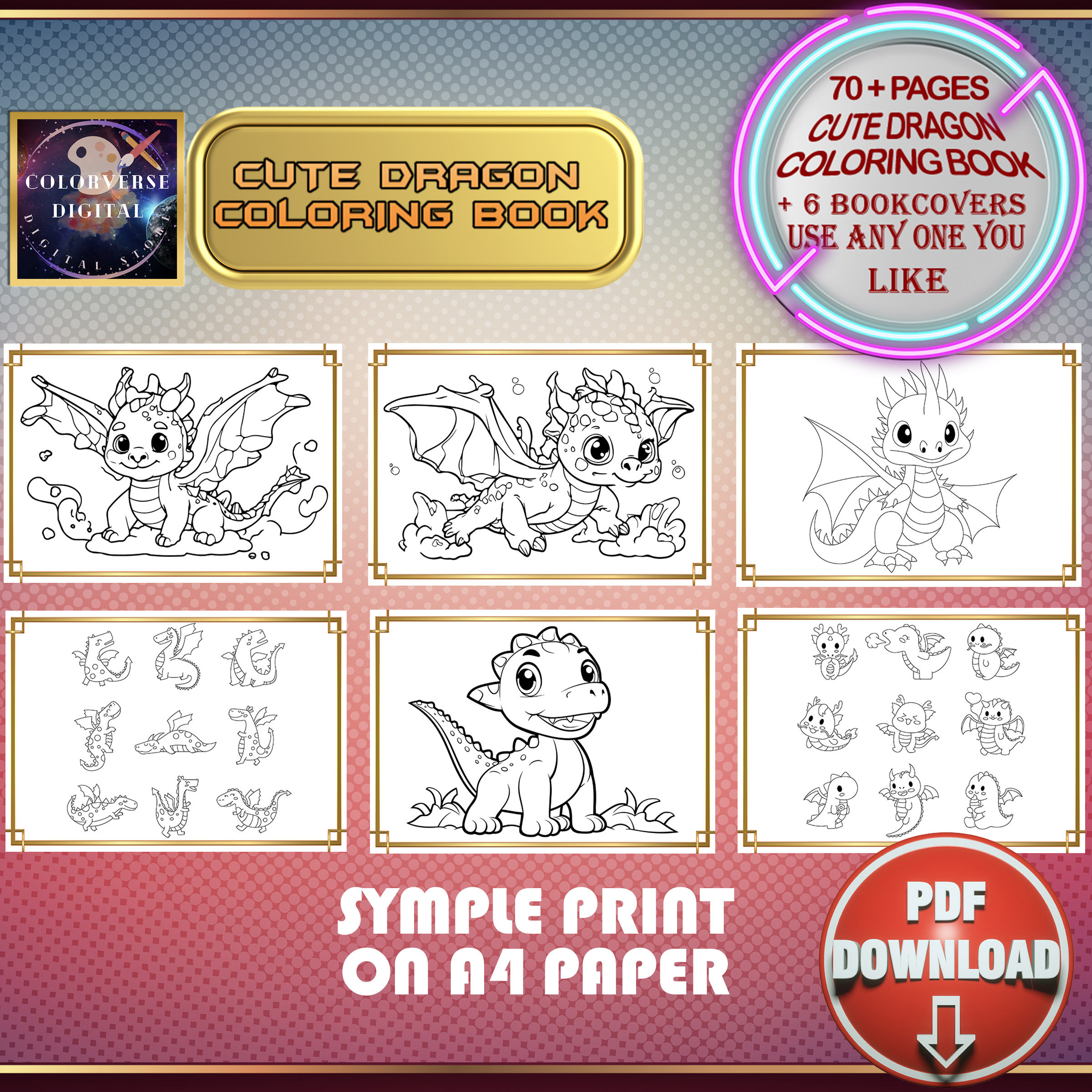 Baby Dragon Coloring Pages | Cute Fantasy Art, Kids & Adults (digital ...