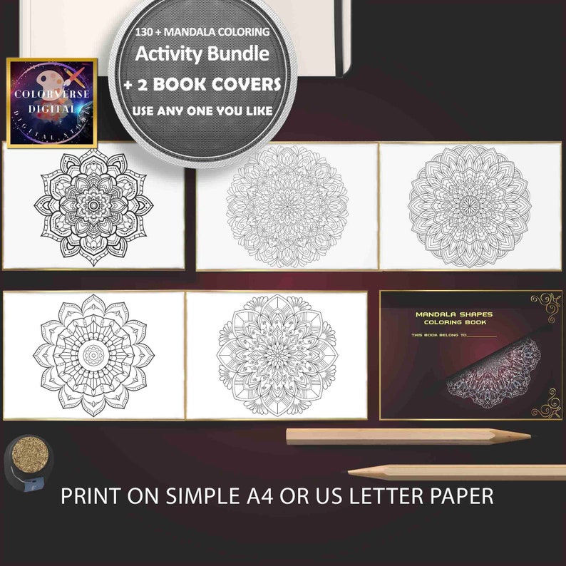 MANDALA COLORING Book Pages, Drawing Design Pattern Flower 130 ...