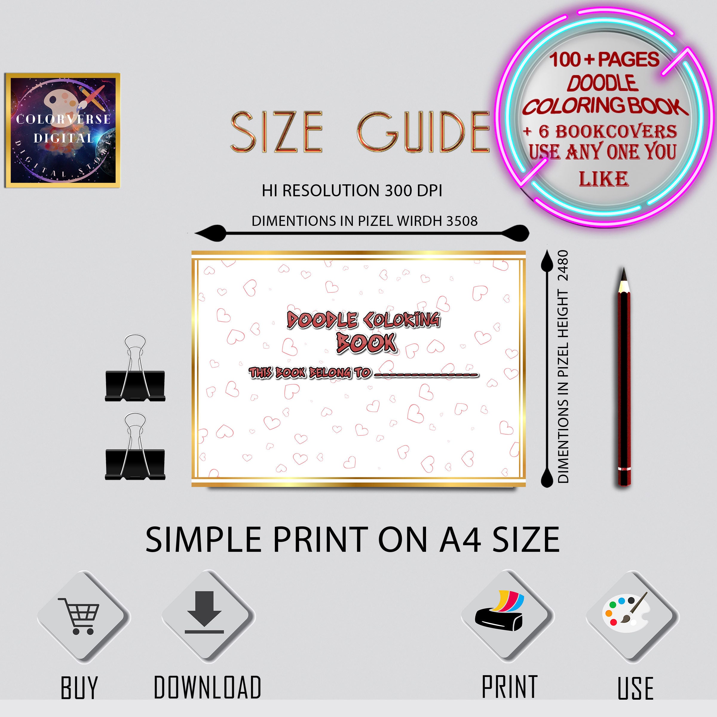 Coloring Book Printable Doodles Coloring Book: 100 Cute Pages, Fun for ...