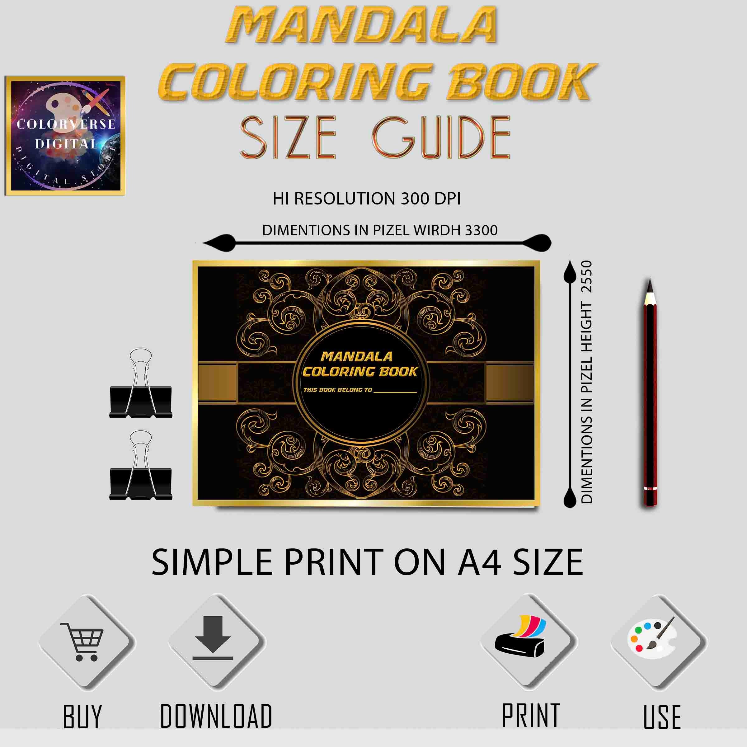 100 MANDALA Shape Pattern Coloring Book 50 Flower Mandala Coloring PDF ...