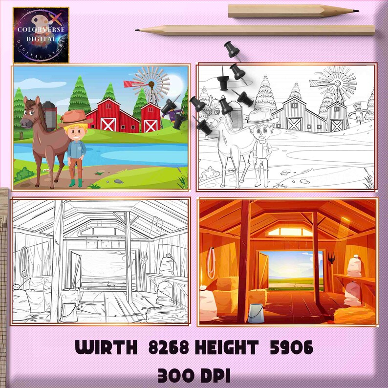Cute Farm Animal Coloring Book 3, Printable Farm Coloring Pages, Kids ...