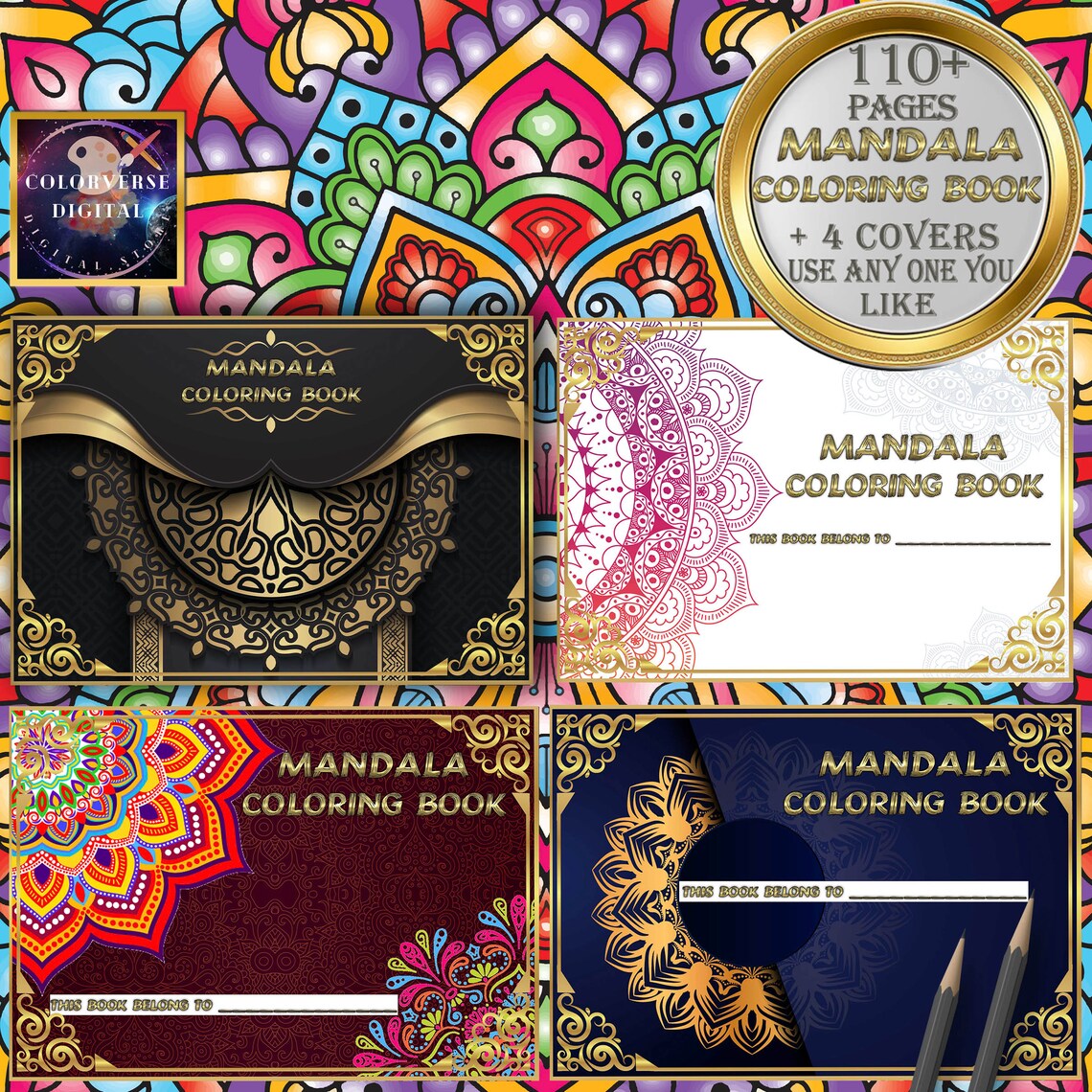 Floral Mandala Coloring Book | 110+ Printable Stress Relief Pages ...