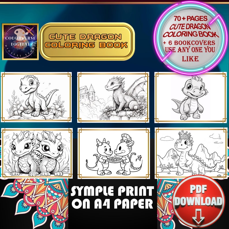 Captivating Baby Dragon Easy Coloring Book Pages, Simple Design, Stress ...