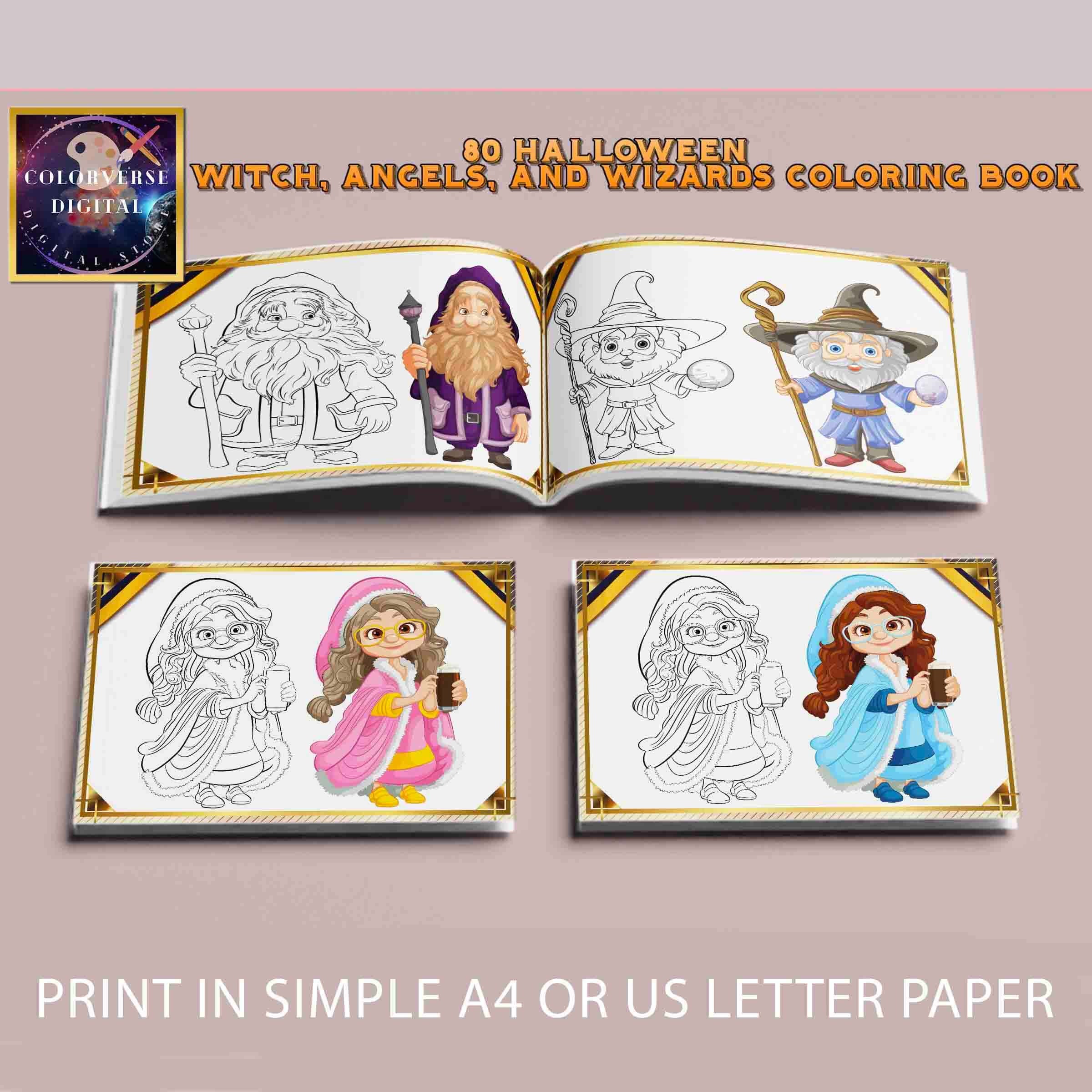 Halloween Witch ANGEL Wizard Coloring Book Printable PDF - Etsy