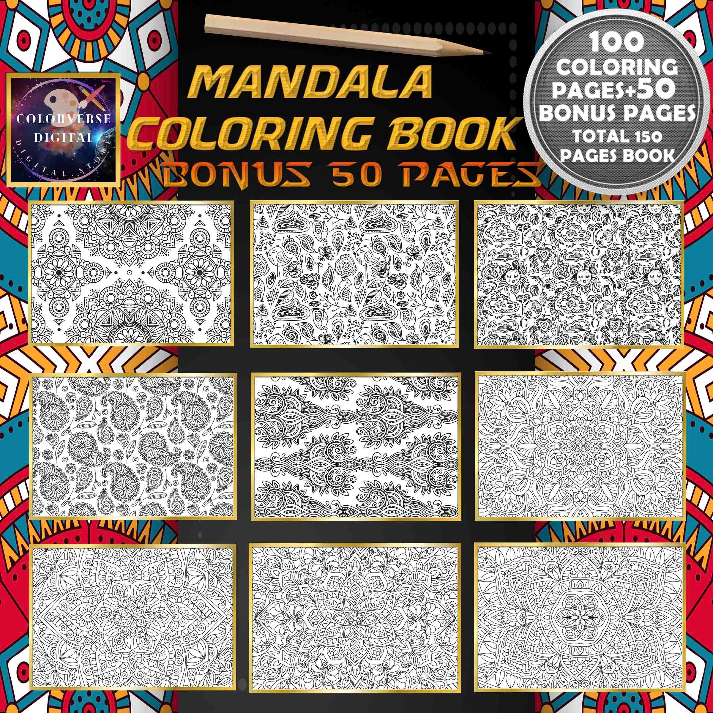 100 MANDALA Shape Pattern Coloring Book 50 Flower Mandala Coloring PDF ...