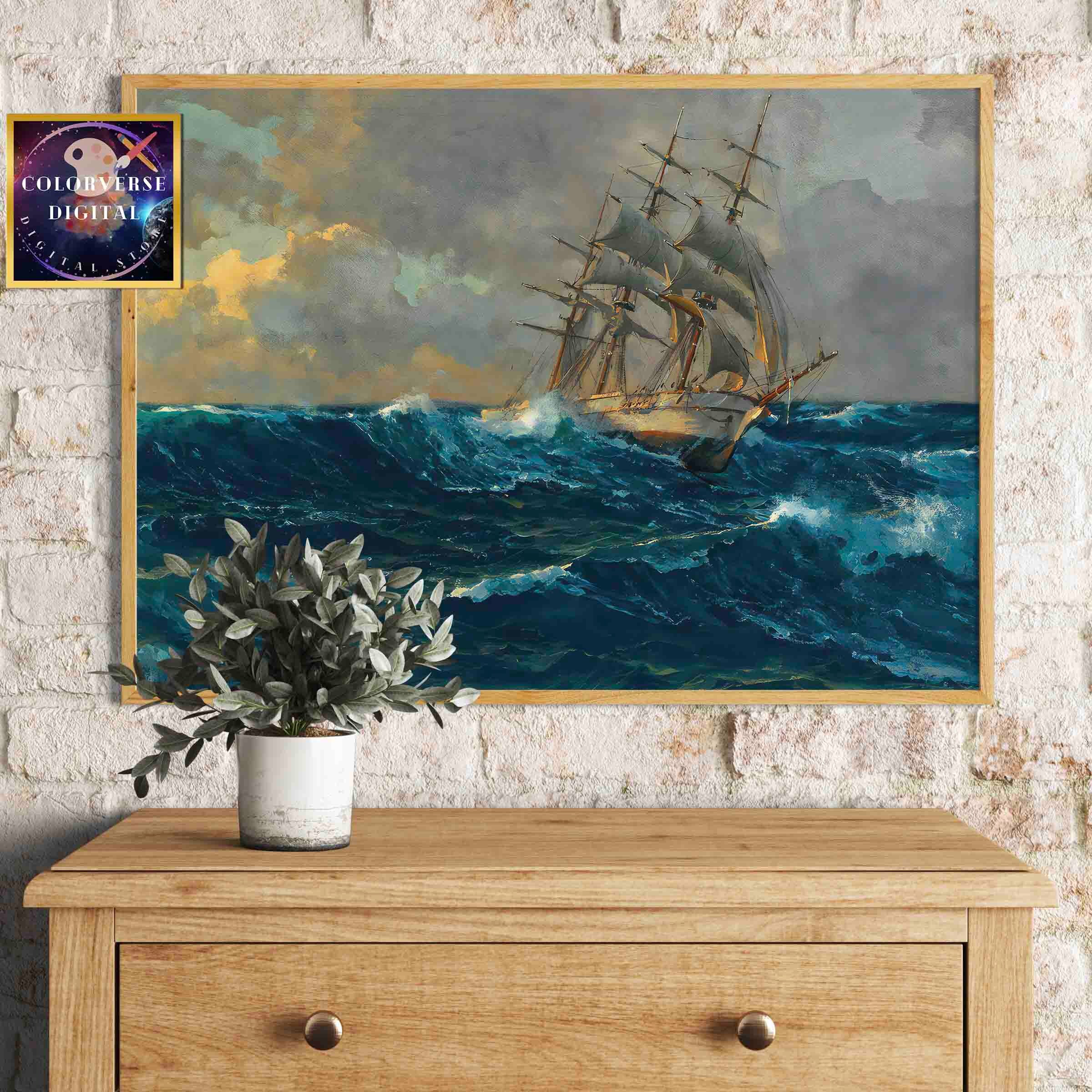 Enchanted Ocean Dreams Nautical Printable Wall Art Sea Waves Digital ...