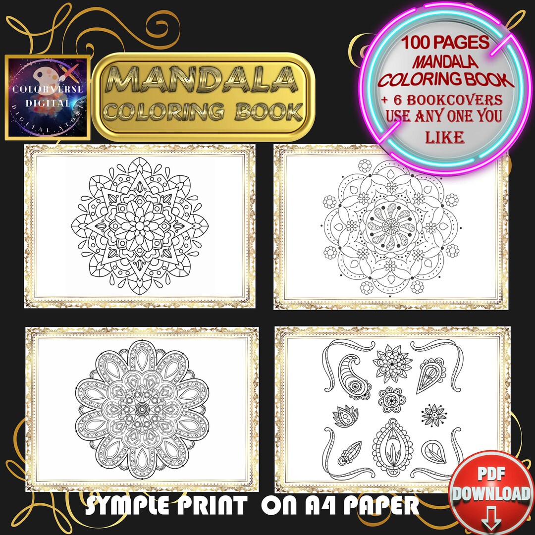Mandala Coloring Book for Adults Kids - Printable Stress Relief ...