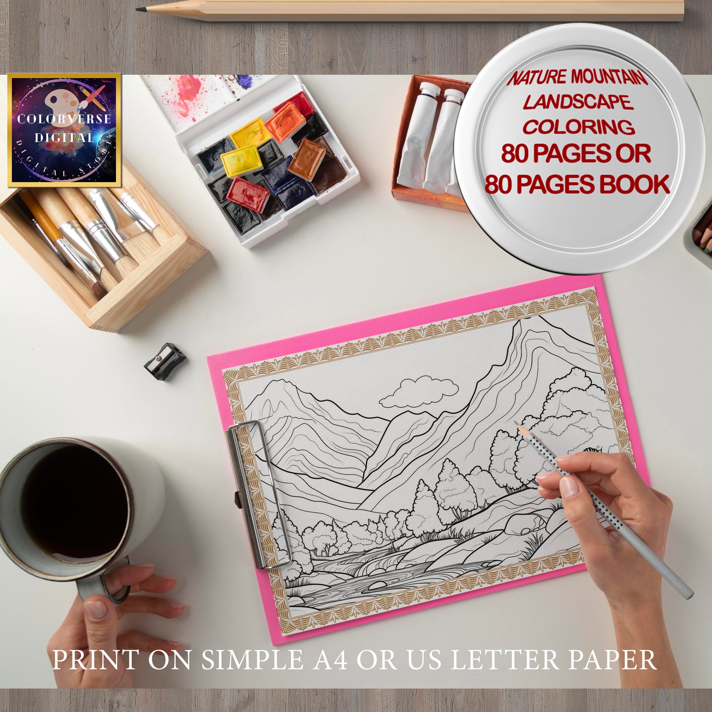 80 Landscape Coloring BOOK Collection for Adults and Children's ...