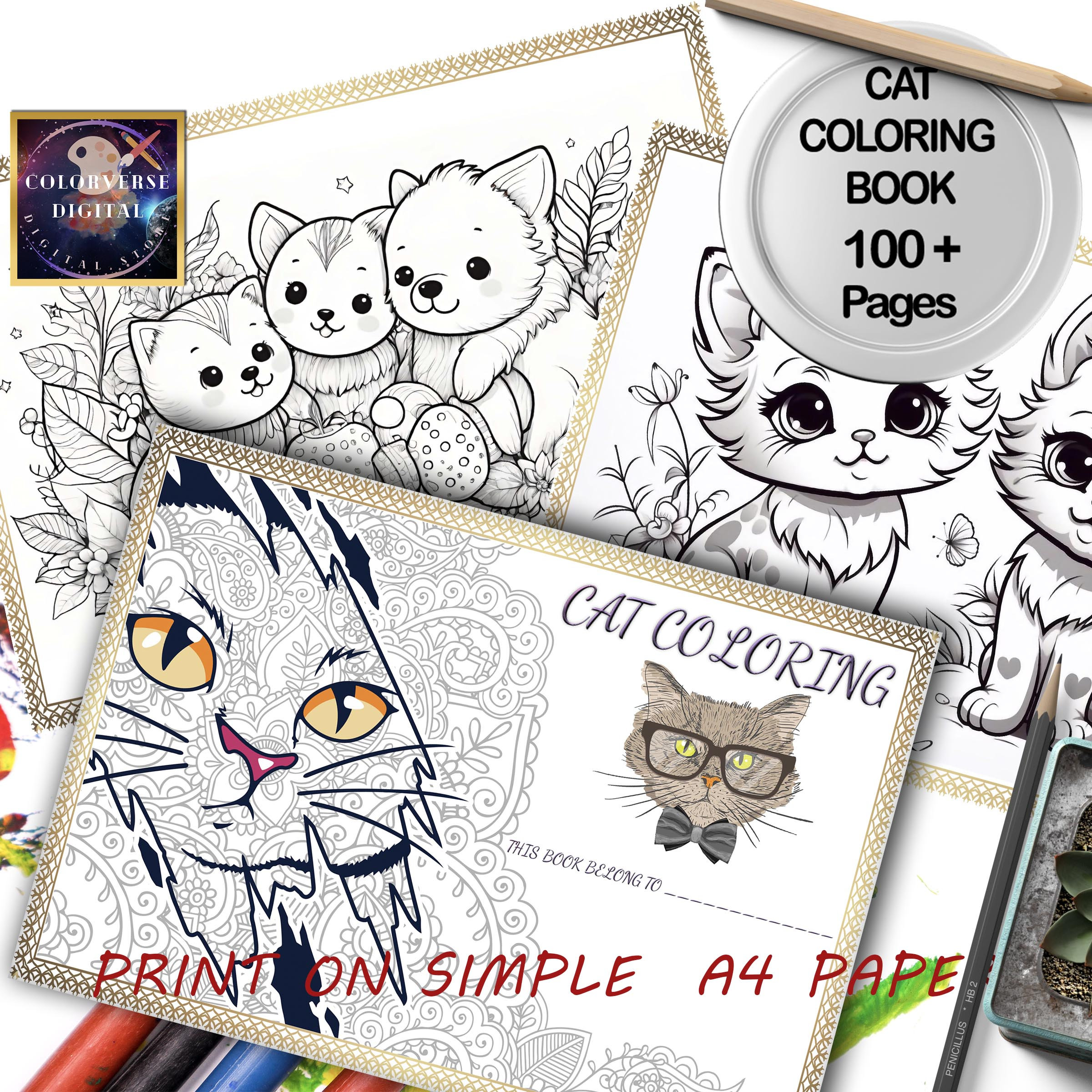 Cat Coloring Pages, 100 Printable Cat Coloring Pages for Kids, Boys ...