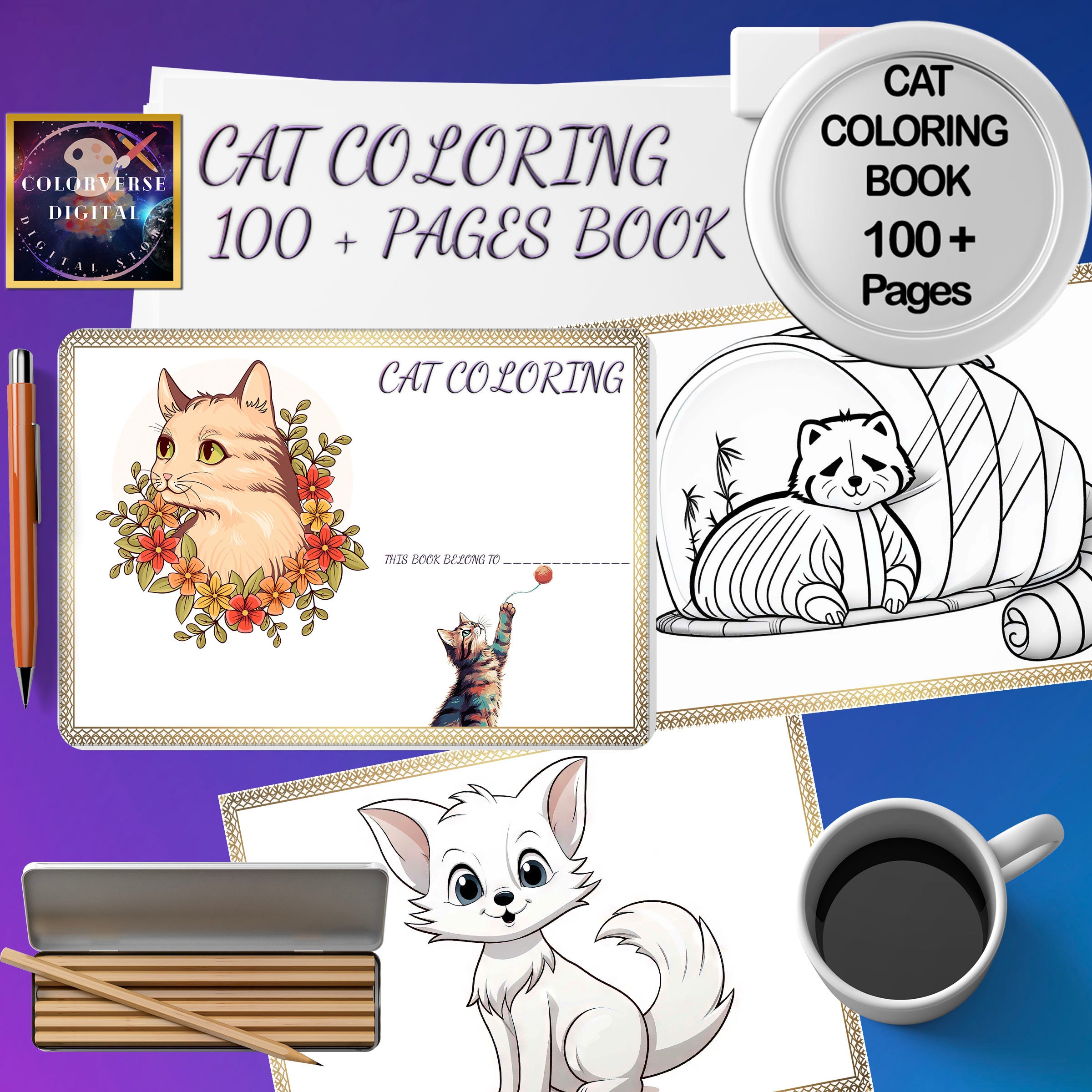 Cute Cat Coloring Pages for Kids – 100+ Kitten Designs (A4 PDF) - Etsy