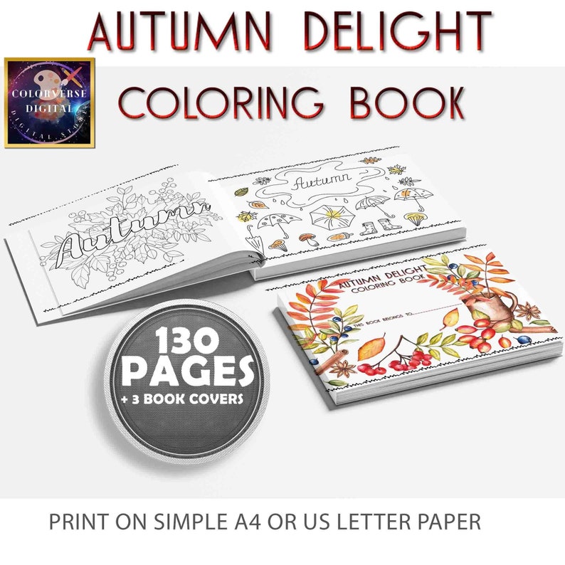 Autumn Coloring Book for Kids, Adult Coloring Page Bundle, Seasonal ...