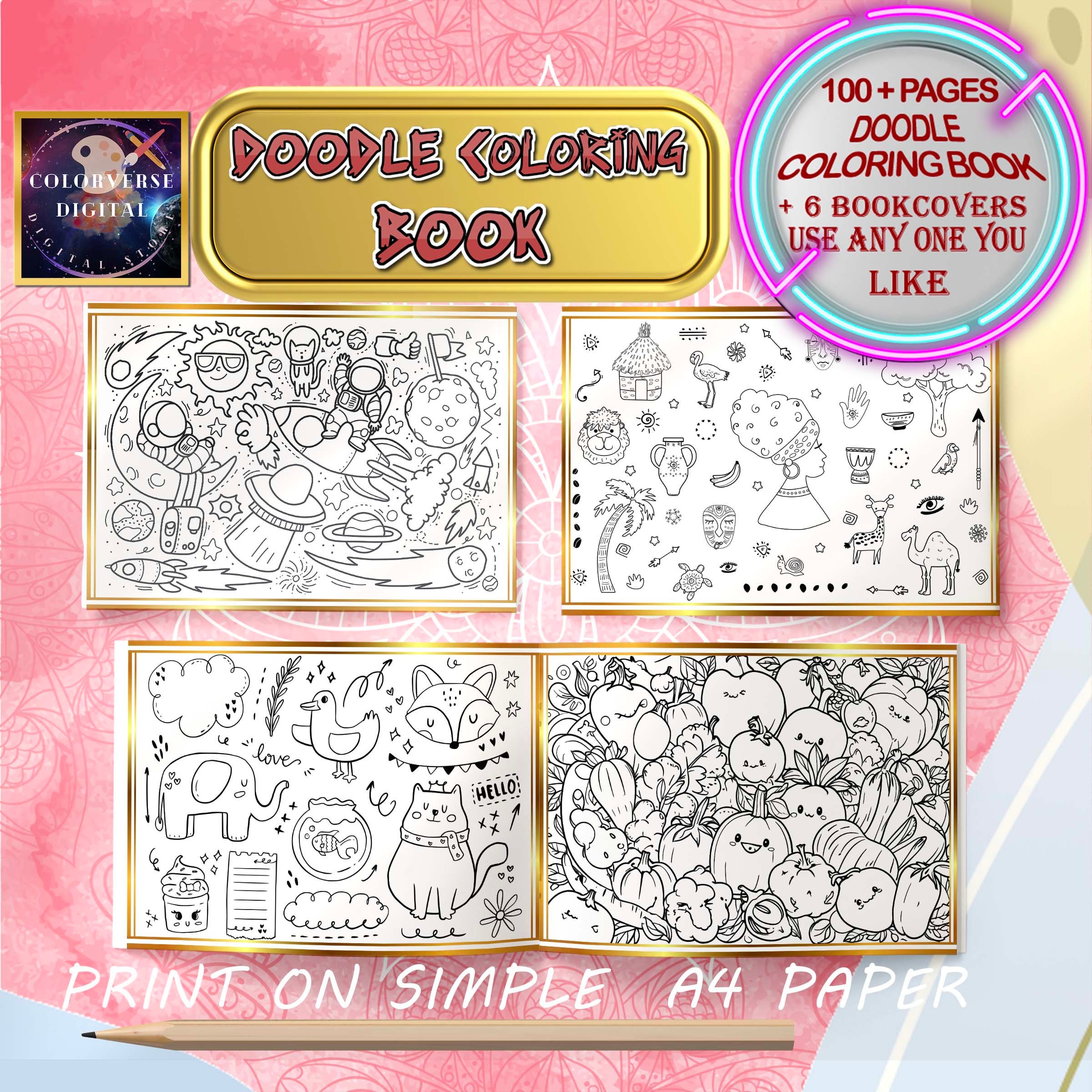 Coloring Book Printable Doodles Coloring Book: 100 Cute Pages, Fun for ...