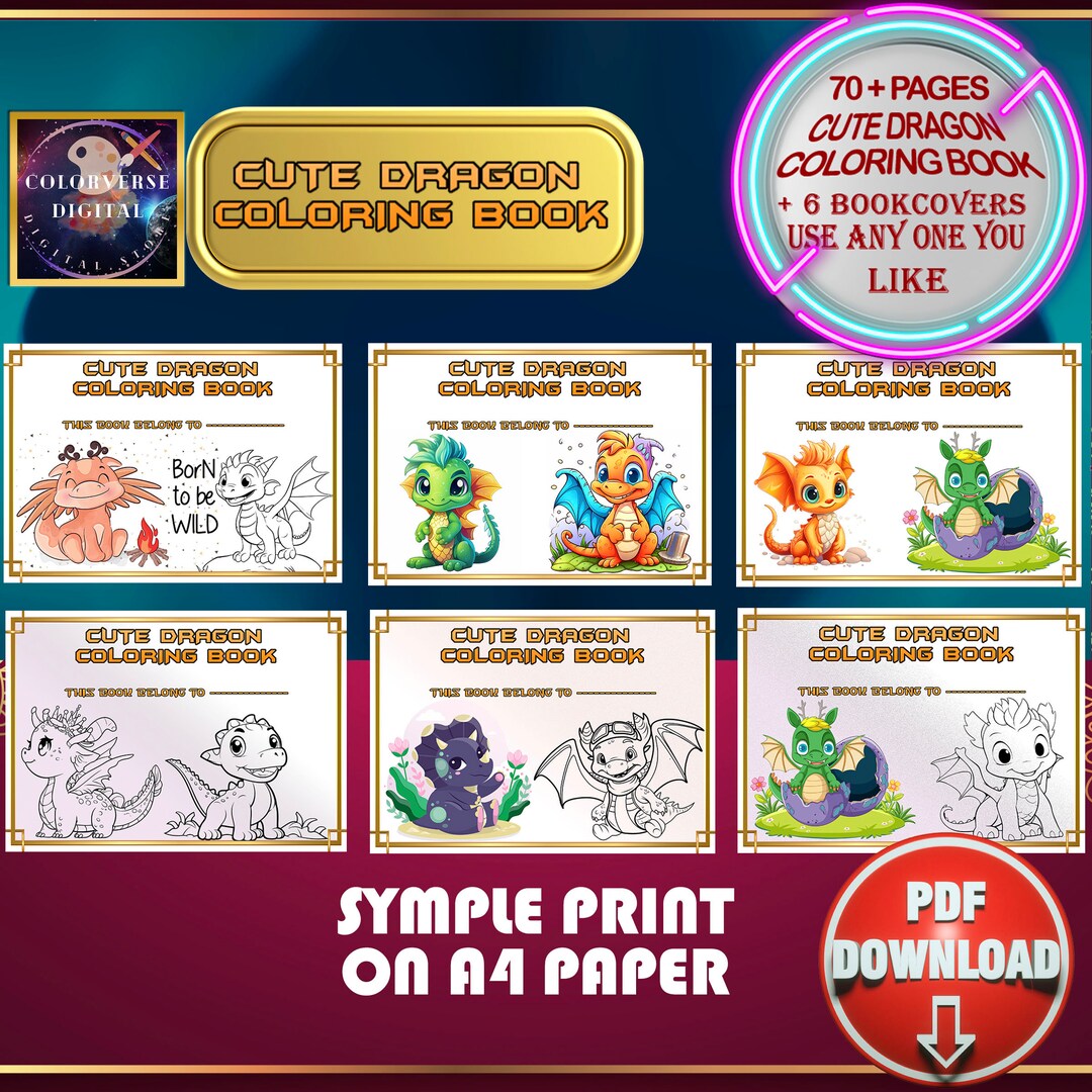 Captivating Baby Dragon Easy Coloring Book Pages, Simple Design, Stress ...