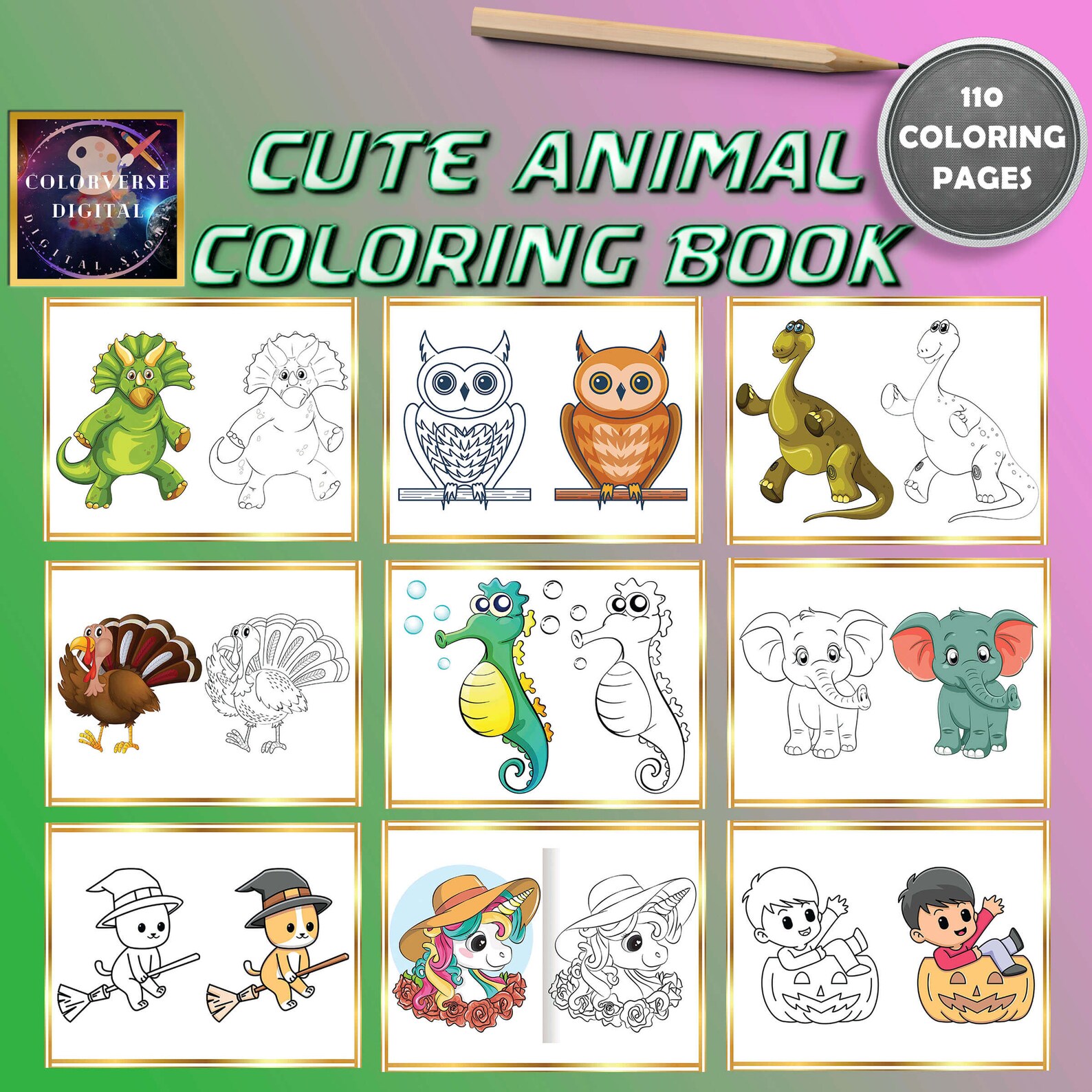 Kawaii Coloring Pages Cute Baby Animals Printable Colored Pages, 110 ...