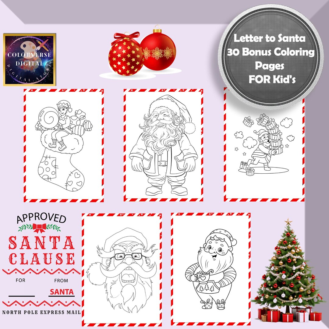 Letter to Santa: Kids Wish List + 30 Christmas Coloring Pages ...