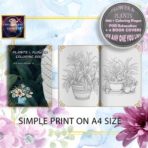 Garden Coloring Book for Adults & Kids Plants Coloring Book A4 Size ...