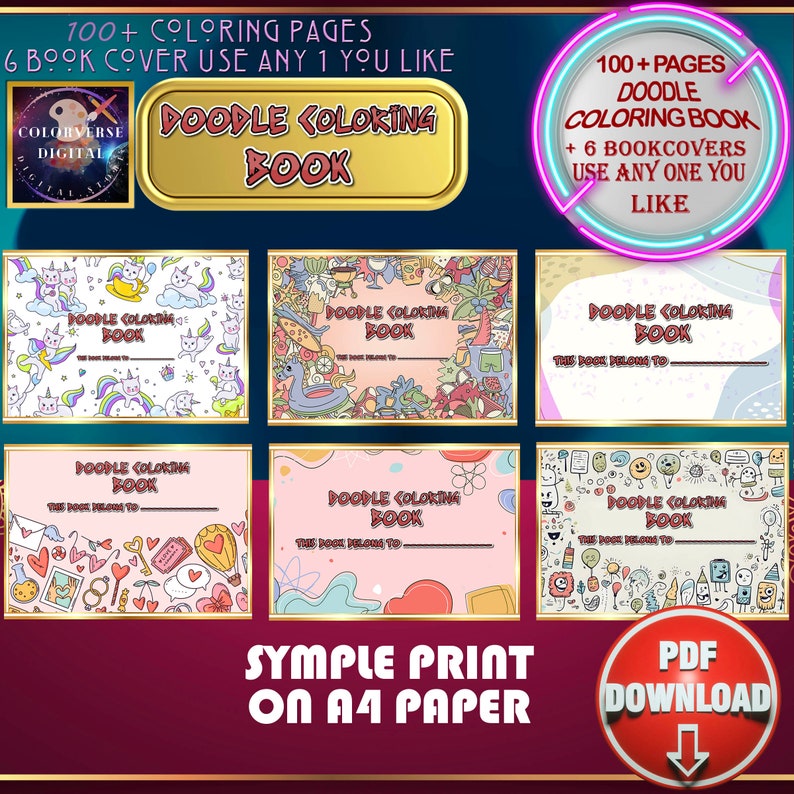 Cute Doodles Coloring Book: 100+ Kawaii Pages (A4 PDF) - Etsy