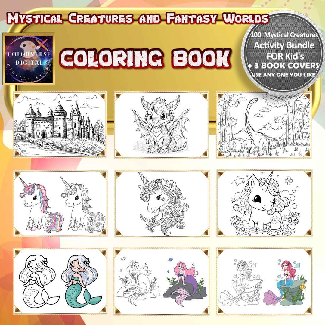 Mystical Creatures Coloring Book: Fantasy Worlds, Baby Dragon ...